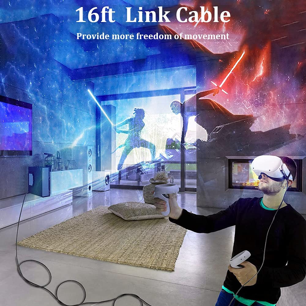 16ft Oculus Link Cable for Oculus Quest 2 and Oculus Quest VR Headset, High Speed Charging Cord for Oculus Quest Headset and Gaming PC