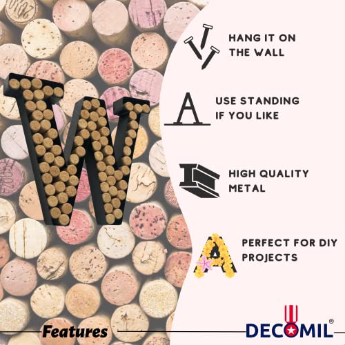 Decomil Wine Cork Holder (A-Z) (Letter W) | Decorative Wine Letters Cork Holder (W) | Wall Art Cork Holder Decor (W)