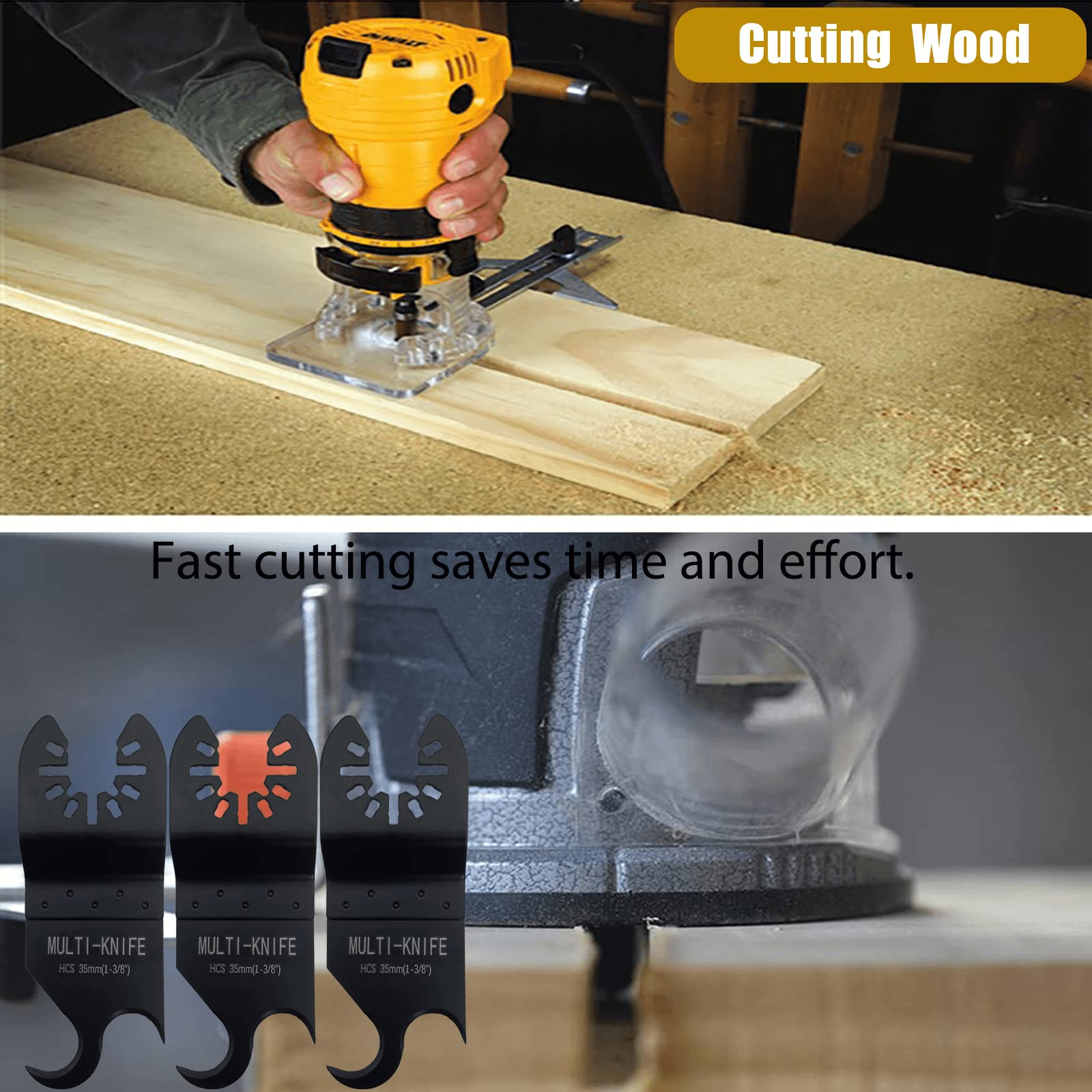 3PCS Oscillating Saw Blades, Wood Metal Multitool Quick Release Blades for Cutting PVC Carpet and Cardboard, Fit Dewalt Rockwell Milwaukee Makita Dremel Bosch Ridgid Craftsman, Black