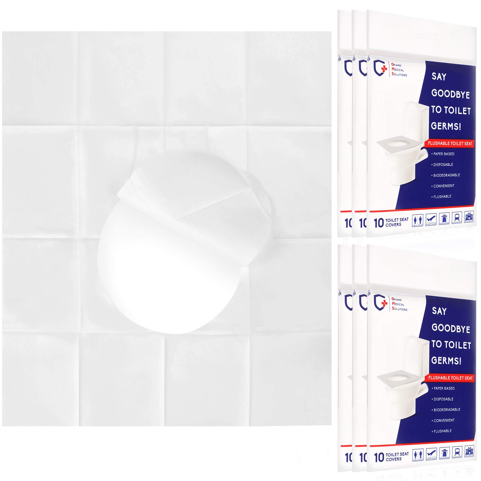 Disposable Toilet Seat Covers Flushable Paper Travel Pack (60-Count) -Disposable Seat Covers for Travel Adults Kids Baby Toddlers Potty Training Liners in Public Restrooms
