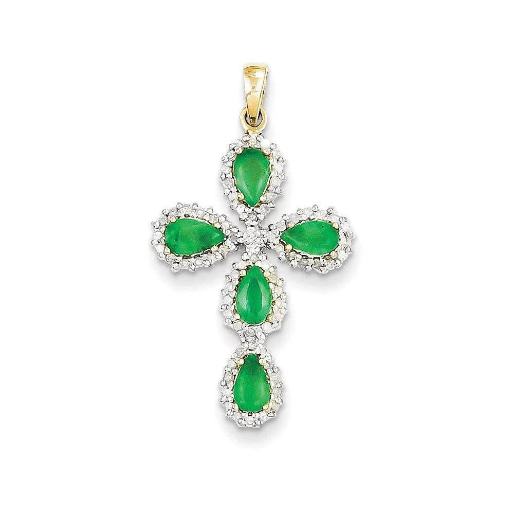 14k Yellow Gold Diamond & Emerald Cross Pendant GLD-AZ-XP2407E/A