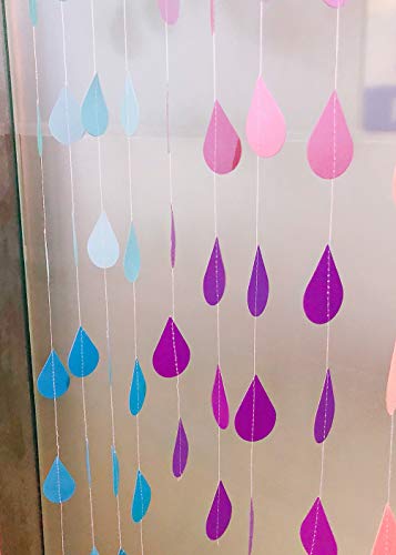 Baby Shower Wedding Birthday Party Decorations Paper Bunting Raindrop Banners Flags Garlands (Blue)