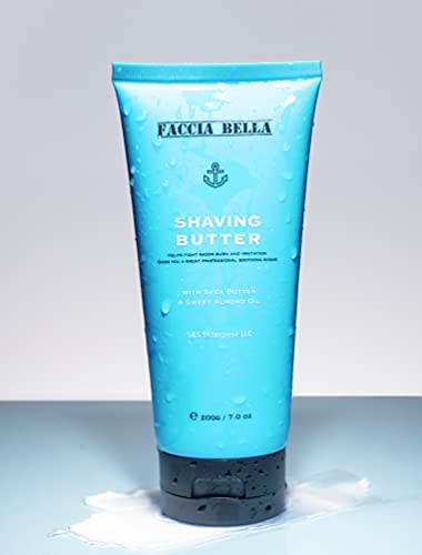 Faccia Bella Shaving Butter 7 fl oz Cream Lotion After Shave with Sweet Almond Oil…