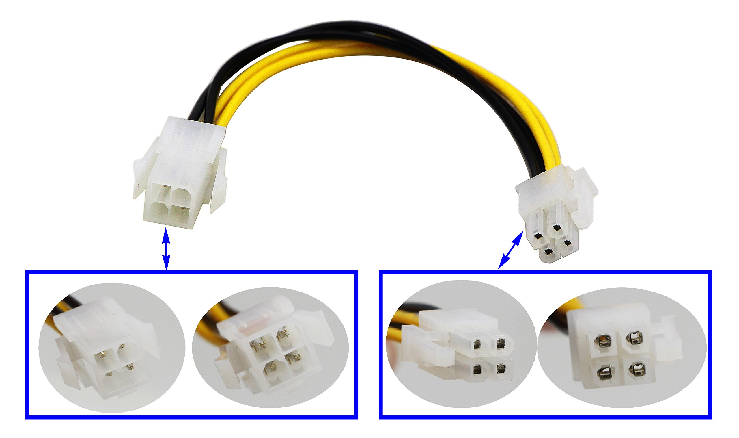 zdyCGTime(2-Pack) 4-Pin Molex M/F SATA Cable ATX 12V Power Supply 4-Pin CPU Male to Female CPU Motherboard Power SATA Extension Cable(20CM/8 Inch)