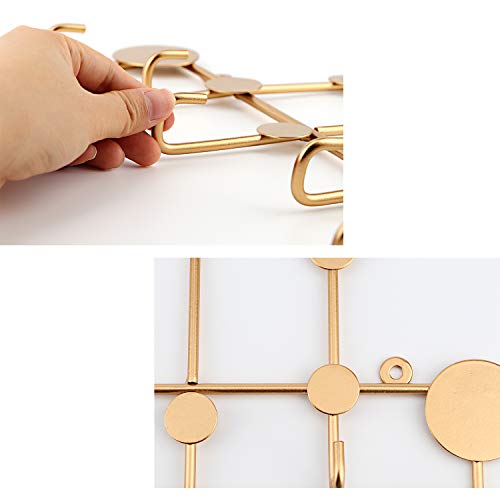dedoot Coat Hooks Wall Mounted, Metal Coat Rack 5-Hook Gold Heavy Duty Entryway Hook for Clothes Hat Key Towel and Bag