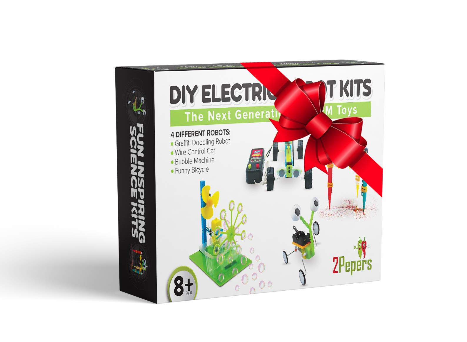2Pepers Electric Motor Robotic Science Kits for Kids (4-in-1), DIY STEM Toys Kids Science Experiment Kits,Building Educational Robotics Kit for Boys and Girls,Circuit Engineering Science Project Kits