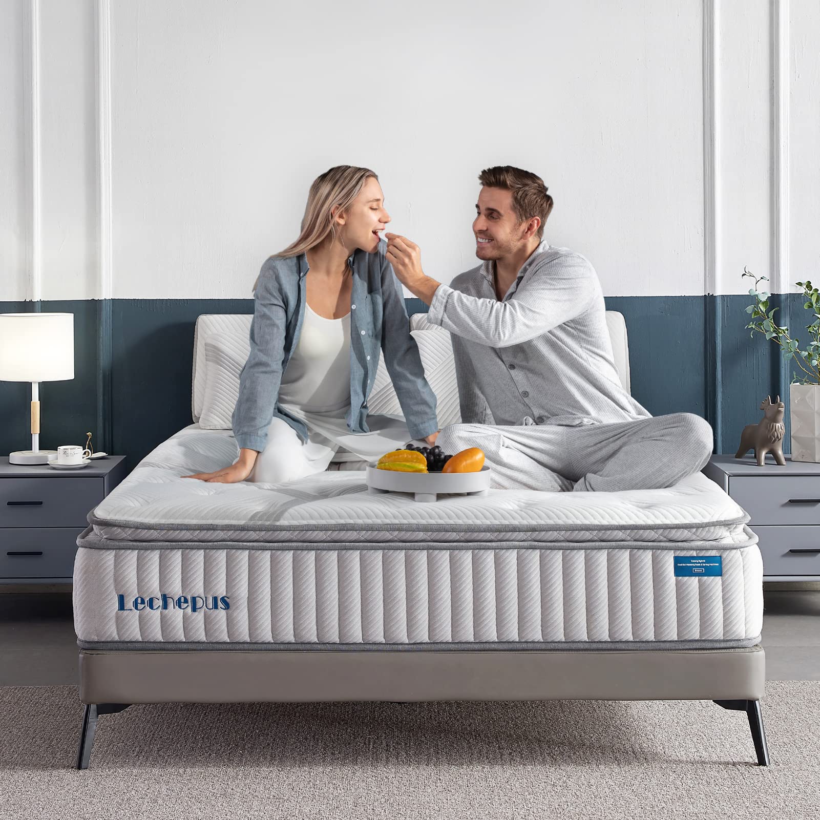 12 Inch Queen Mattress, Lechepus Cool Gel Memory Foam Hybrid Mattress with Pocket Innerspring, Medium Firm Pillow Top Mattresses for Supportive & Pressure Relief