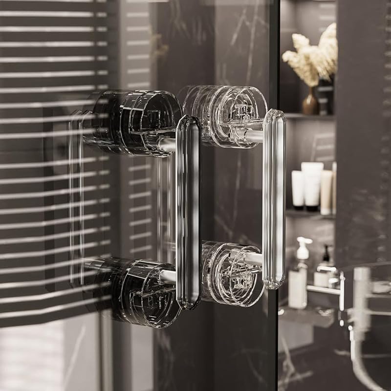 2024 New Diamond Suction Cup Door Handle, Strong Hold Suction Cup Handle, No-Punching Waterproof Door and Window Handles, Removable Household Door Handle for Bathroom and Cabinets (Silver*2)