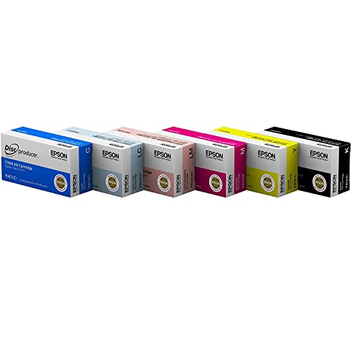 C13S02A9991 Ink Cartridge 6 Color (Cyan, Yellow, Magenta, Black, Light Cyan, Light Magenta) Set for DiscProducer PP-100 PP-50 in Retail Packaging, Each