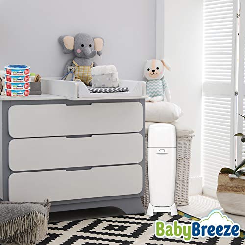 BabyBreeze Diaper Pail Refill Bags Compatible with Playtex Diaper Genie Pails Odor Absorbing Diaper Disposal Trash Bags - 840 Count (3-Pack)