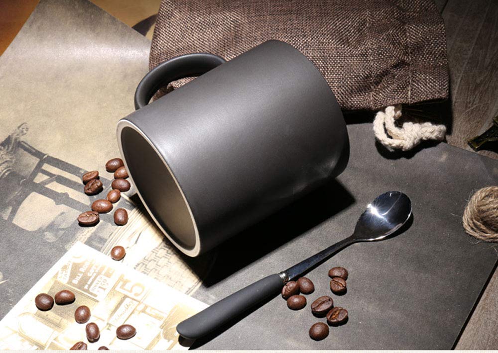 11 oz Matte Black Porcelain Coffee Mug, Smilatte Classic Ceramic Cup with Hanlde for Latte Cappuccino Tea, Matt Black