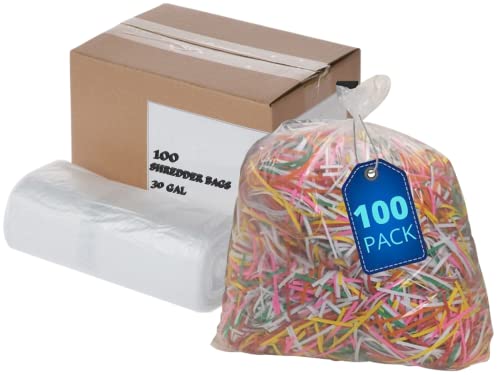 1InTheOffice Shredder Bags 30 Gallon, Bag Fits 25-33 Gallon, Paper Shredder Waste Bags Clear, (100 Box)
