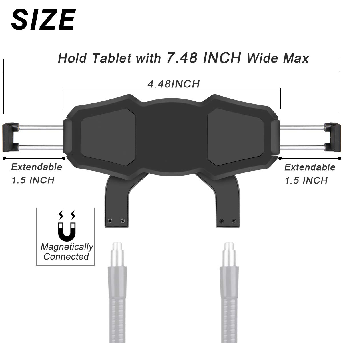 B-Land Tablet Holder for Gooseneck Stand, Universal Mobile Phone Mount Tablet Clamp (Gooseneck Stand Not Included)