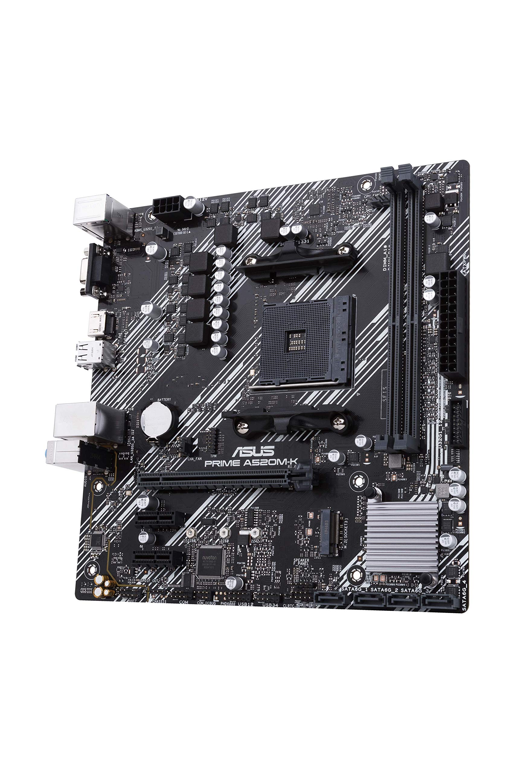 ASUS PRIME A520M-K AMD AM4 (3rd Gen Ryzen) Micro-ATX motherboard (ECC memory, M.2 support, 1Gb Ethernet, M.2, USB 3.2 Gen 1 Type-A,HDMI 2.1 4K@60Hz, D-Sub)