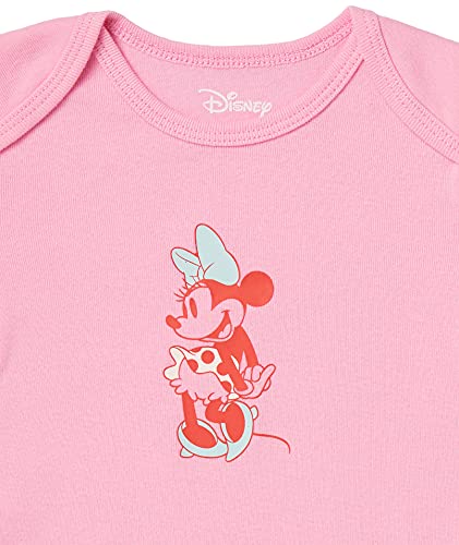 Amazon Essentials Disney | Marvel | Star Wars | Princess Baby Girls' Short-Sleeve Bodysuits, Pack of 6, Minnie Rainbow Chaser, 18 Months