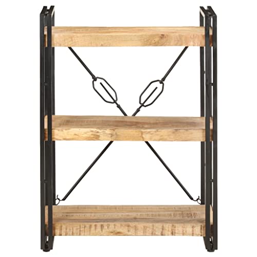 3-Tier Bookcase,Industrial Shops Shelf,Display Shelves for Collectibles,Open Shelving Unit,Bathroom Storage Rack,Use in Living Room, Bathroom and Plants,Balcony, 23.6"x11.8"x31.5" Solid Mango Wood