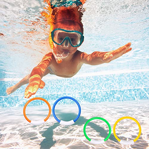 4pcs Diving Rings 5.3 Inch Underwater Swimming Pool Toy Rings for Kids Children