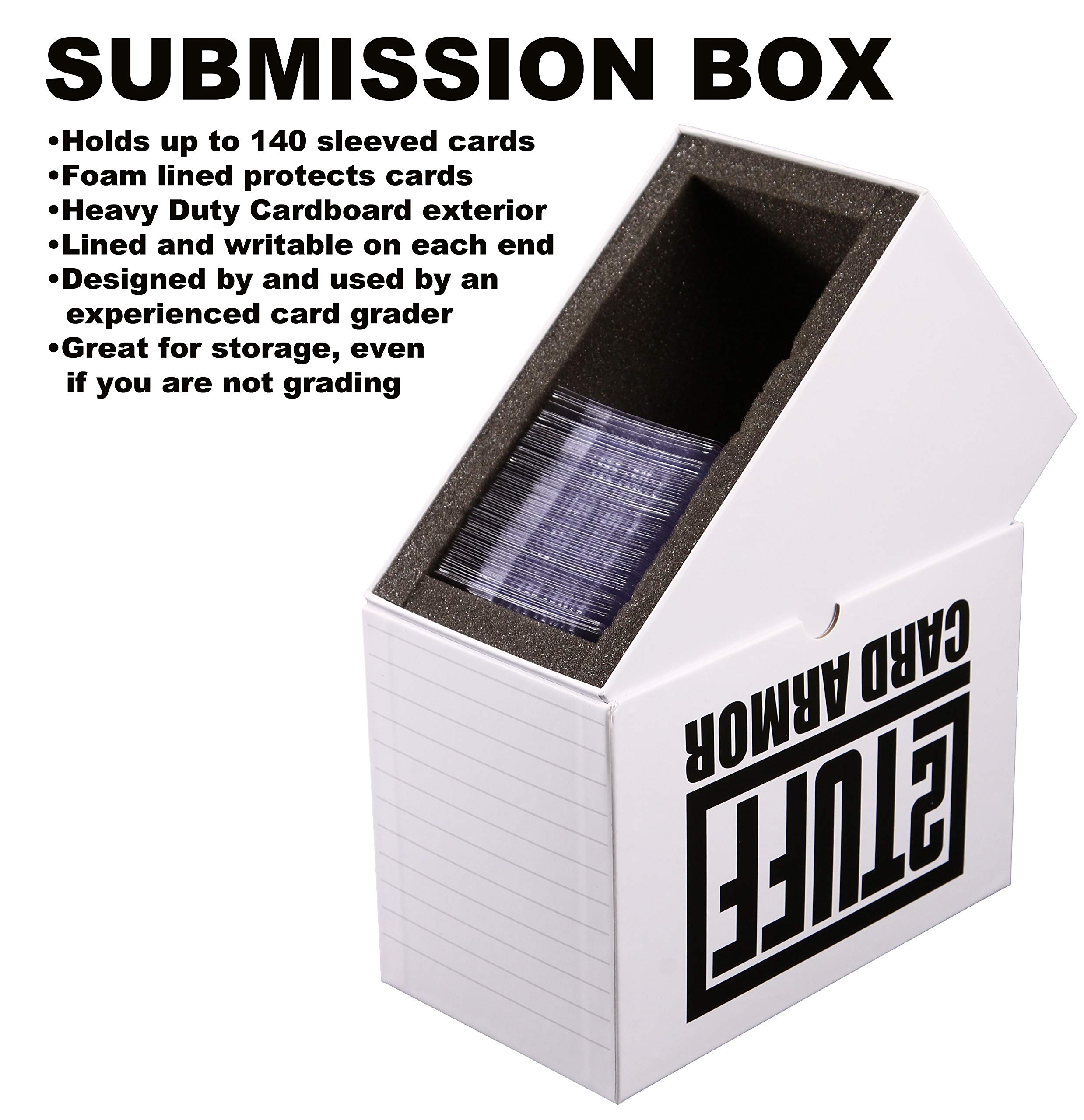 2TUFF Card Armor Size 1-200 Count Semi Rigid Card Sleeves and 200 Count Soft Sleeves with Foam Lined Heavy Duty PSA BGS CSG SGC Submission Box - Standard Size Perfect for Grading Card Submissions