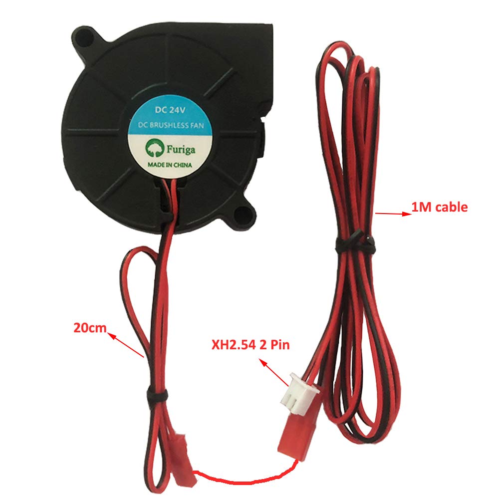 Furiga 24V 5015 Blower Fan DC 50X50X15mm Radial Cooling Fan 1.2M Cable for 3D Printer Fan Heat Sink 2PCS, TIEFULONG-WT