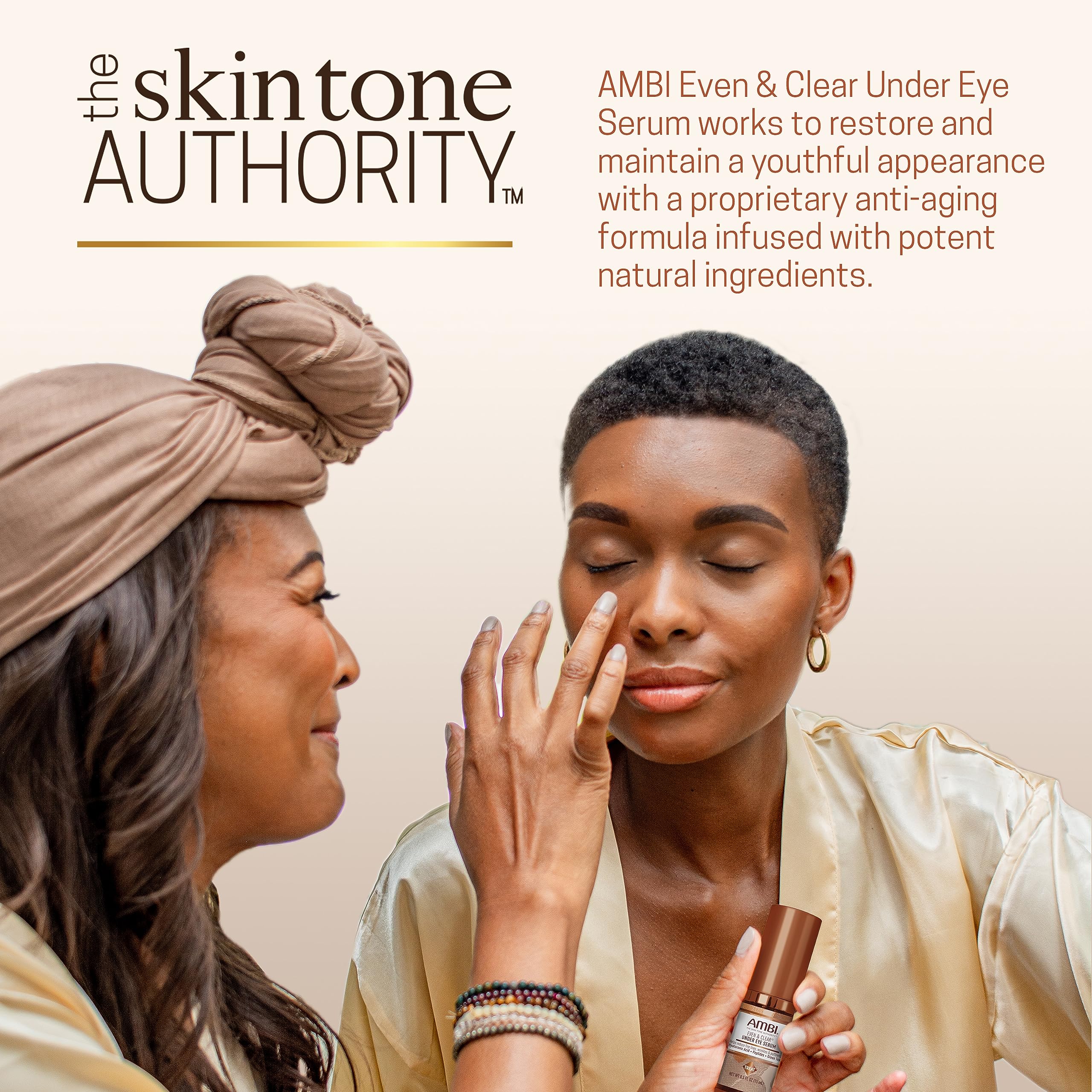 Ambi Even & Clear Under Eye Serum for All Skin Types; Anti Aging Formula features Peptides, Hyaluronic Acid, and Vitamin A to help Reduce Fine Lines, Wrinkles, and Dark Circles , 0.5 Ounce
