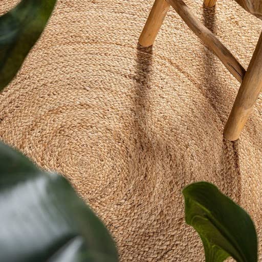 4x4, 5x5, 6x6, Natural Jute Scallop Round Rug, Floor Natural Scalloped Edge Rug Braided Boho Eco Large Circular Handmade Area Rugs (4x4 Ft Round Rug)