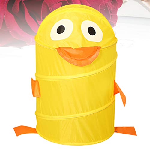 Cabilock Folding Laundry Bucket Cartoon Duck Kids Toy Container Laundry Hamper Bucket Sundries Storage Organizer Washing Basket for Home Bedrooms (Yellow)