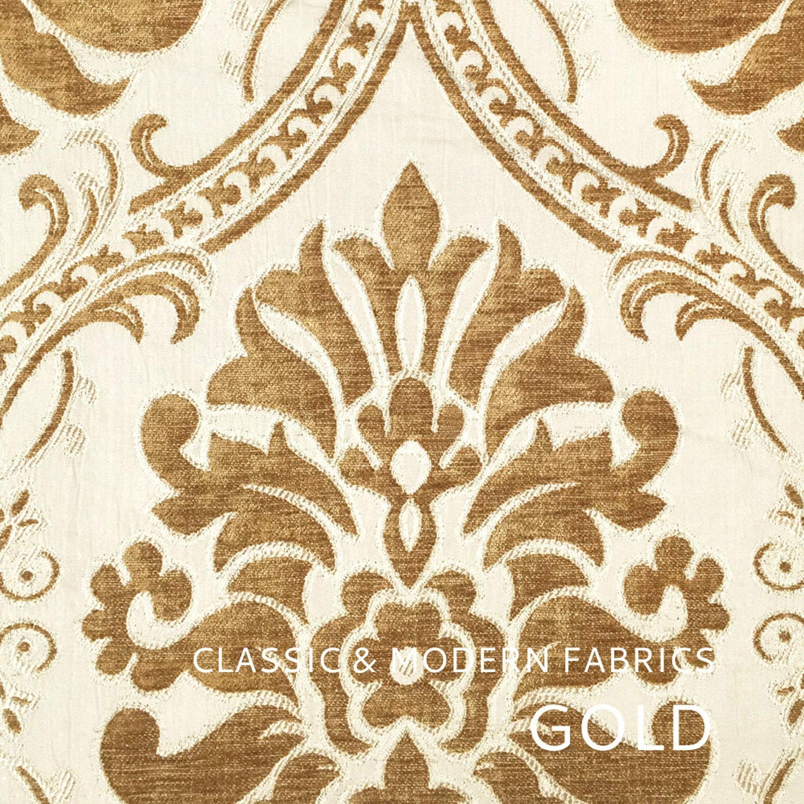 5 Colors/Classic Floral Damask Velvet Fabric/Drapery, Upholstery, Decor, Costume/Fabric by The Yard (Gold)