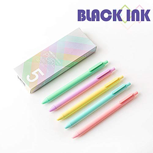 czxwyst Soft Touch Retractable Gel Ink Pens 0.5mm Fine Point (Macarons Colors 5-Pack Black Ink)