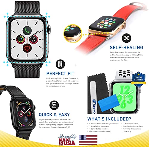 ArmorSuit [6 Pack] MilitaryShield Screen Protector Designed for Apple Watch Series 7 45mm & Series 6/SE/5/4 44mm Max Coverage Anti-Bubble HD Clear Film