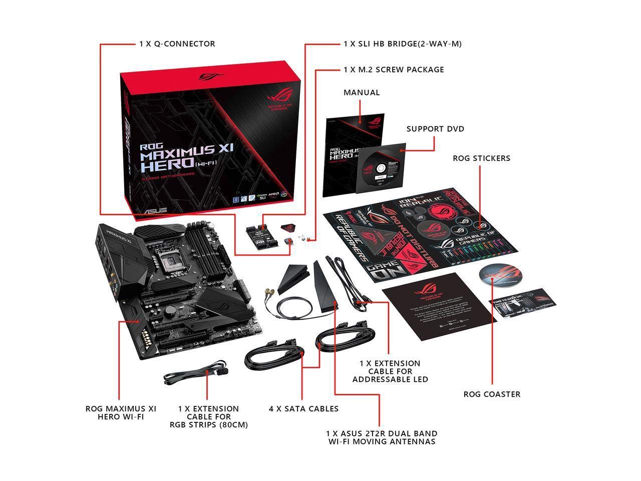 ASUS ROG Maximus XI Hero (Wi-Fi) Z390 Gaming Motherboard LGA1151 (Intel 8th 9th Gen) ATX DDR4 DP HDMI M.2 USB 3.1 Gen2 802.11AC Wi-Fi