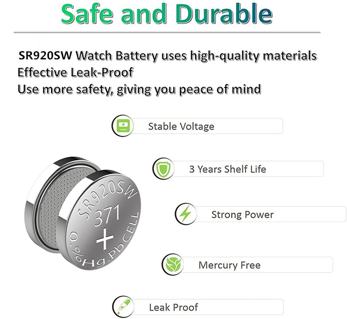 KaPonsec 10PCS 1.5V SR920SW 371 370 LR921 AG6 Silver Oxide Watch Battery