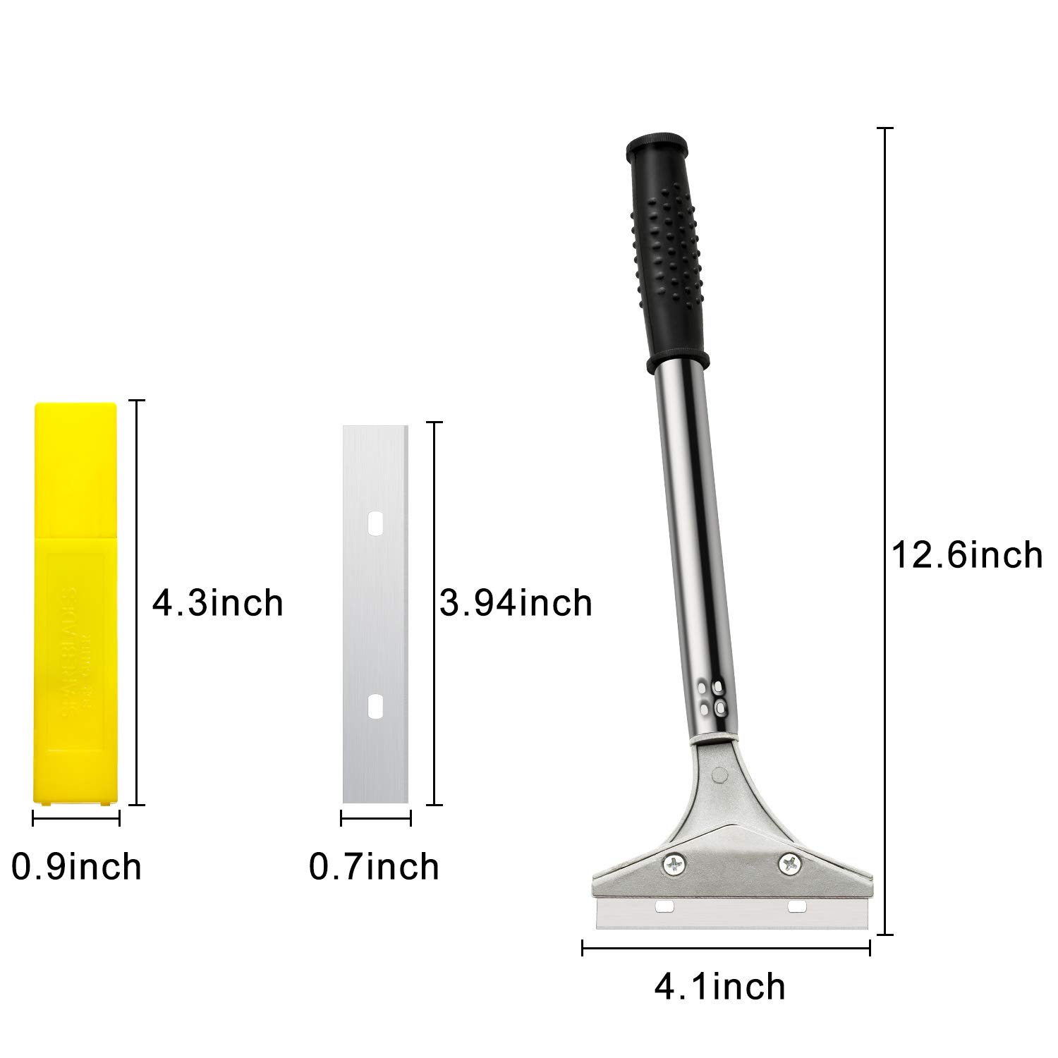 4 Inch Razor Blade Scraper Tool Tile Paint Scraper Floor Wall Paper Removal Smoothing Scraper with 10 Pieces Replacement Blades for Removing Wallpaper, Sticker Glue Floor Adhesive 2 Pieces (Black)