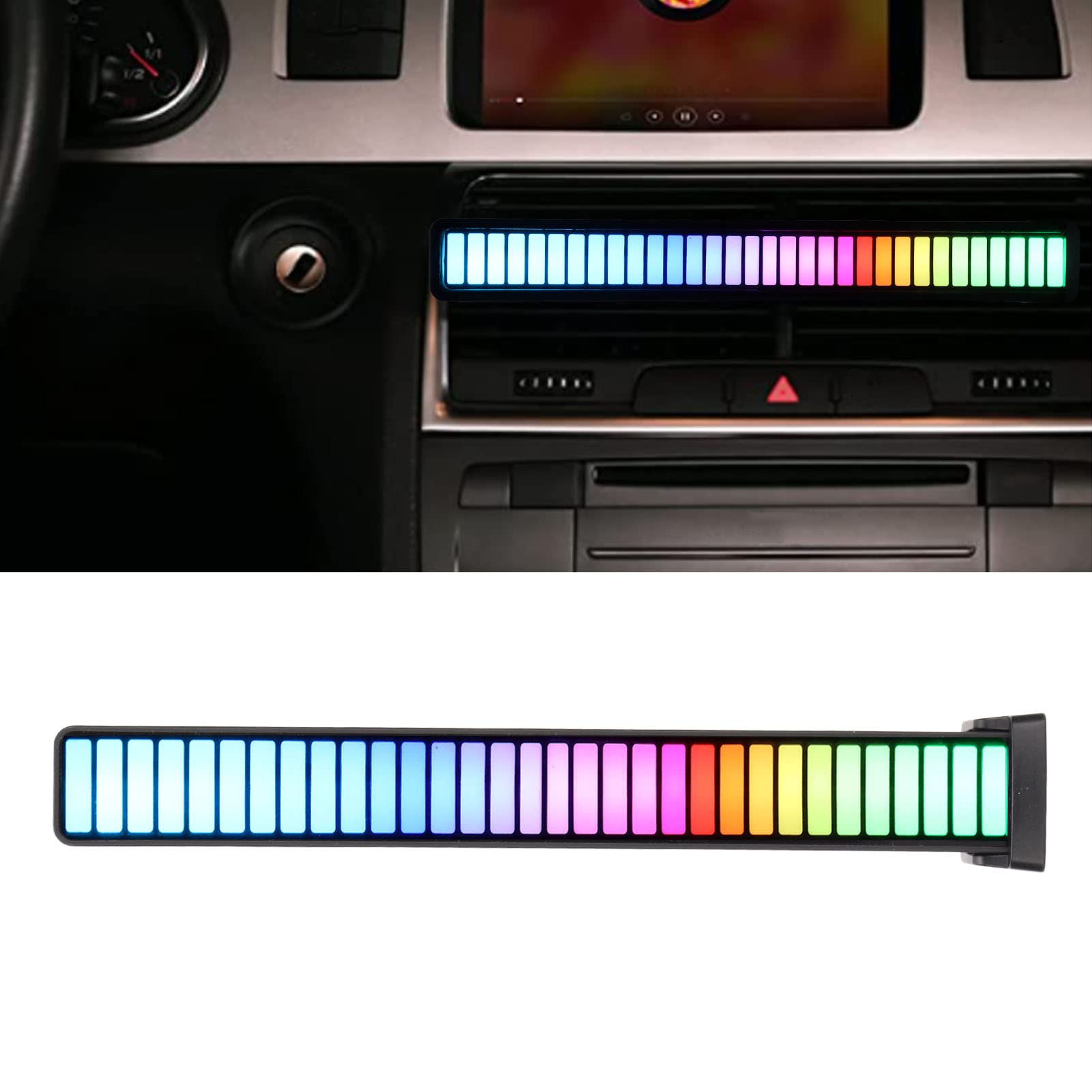 1Pcs Sound Activated Light, LED RGB Light Bar, 32 Bit Music Pickup Rhythm Light, USB Rechargeable, Ambient Light for Car, DJ, Gaming Room, Party, TV