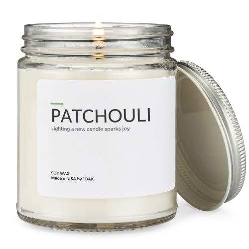1OAK Soy Wax Scented Candles (Patchouli) - Soy Candles for Home Scented - Long Burning Candles Premium - Hand-Poured (9oz.)