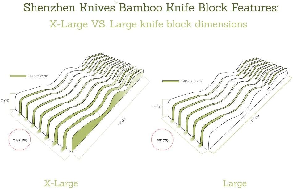 Shenzhen Knives - White Ceramic Knife Set - 3-Piece Kitchen Knives AND Large In-Drawer Bamboo Knife Block: 11 Slot (2 Pack Bundle)