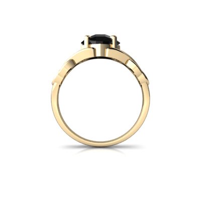 14kt Yellow Gold Black Onyx 6mm Cushion Celtic Knot Ring - Size 5