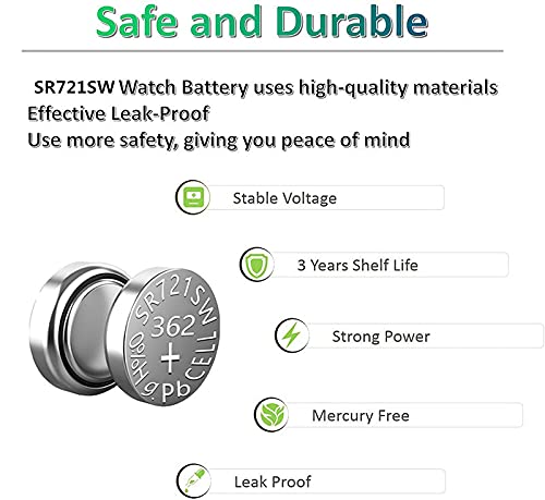 KaPonsec SR721SW 362 361 1.55v Watch Battery 10 Count (Pack of 1)
