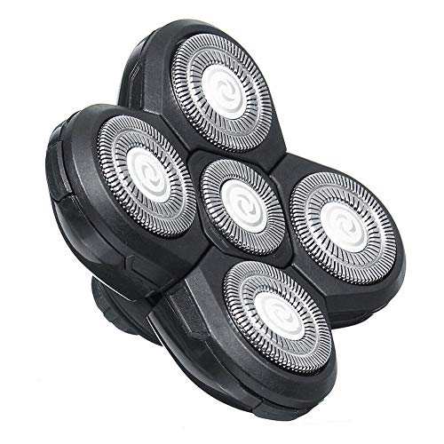 5 Head Shaver Heads, Shaver Double Ring Blade Heads Shaver Replacement for Electric Razor Shaving Bald Tool, Head and Face Electric Razor Shaver Head, Easy to Install