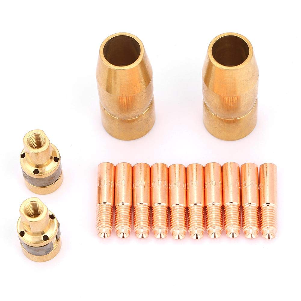 14pcs Welding Torch Accessory Welding Set Nozzle Contact Tip Mig Parts Fit Miller (2pcs 169715+2pcs 196716+10pcs 000067)