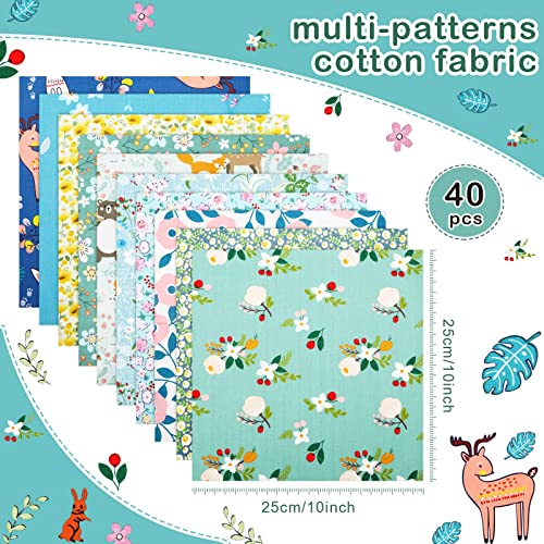 40 Pcs 10 x 10 Inches Cotton Fabric Bundle Squares Precut Fabric Squares Multi Color Floral Fat Squares Sheets for Kids DIY Craft Quilting Sewing (Classic Patterns)