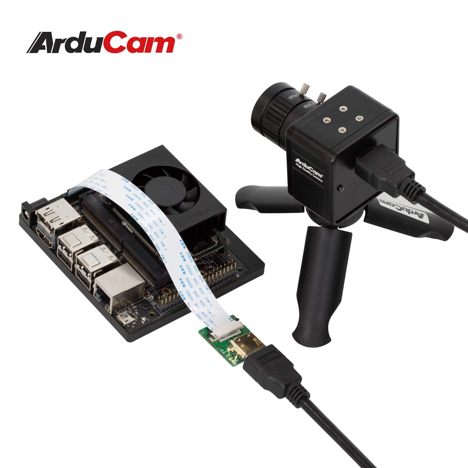 Arducam IMX477 Camera Bundle Compatible with Nvidia Jetson Nano/Xavier NX, and Orin NX/AGX Orin, 12.3MP HQ Camera Module with 6mm CS-Mount Lens, Metal Enclosure, Tripod and HDMI Extension Adapter