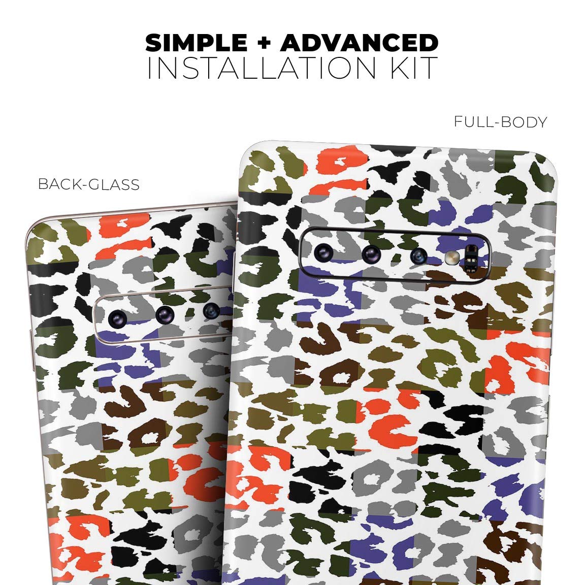 DesignSkinz Multicolored Leopard Vector Print Protective Vinyl Decal Wrap Skin Cover Compatible with The Samsung Galaxy S20 (Screen Trim & Back Glass Skin)