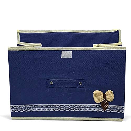 BANBERRY DESIGNS Storage Bin with Lid and Handles Foldable β Collapsible Blue Container for Organizing Toys Closets Bedrooms Clothes Shoes