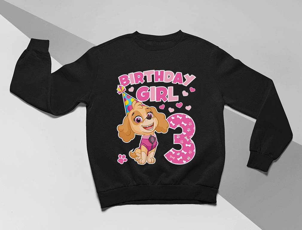 Birthday Girl Paw Patrol Skye 3rd Birthday Toddler Kids Sweatshirt 3T Black