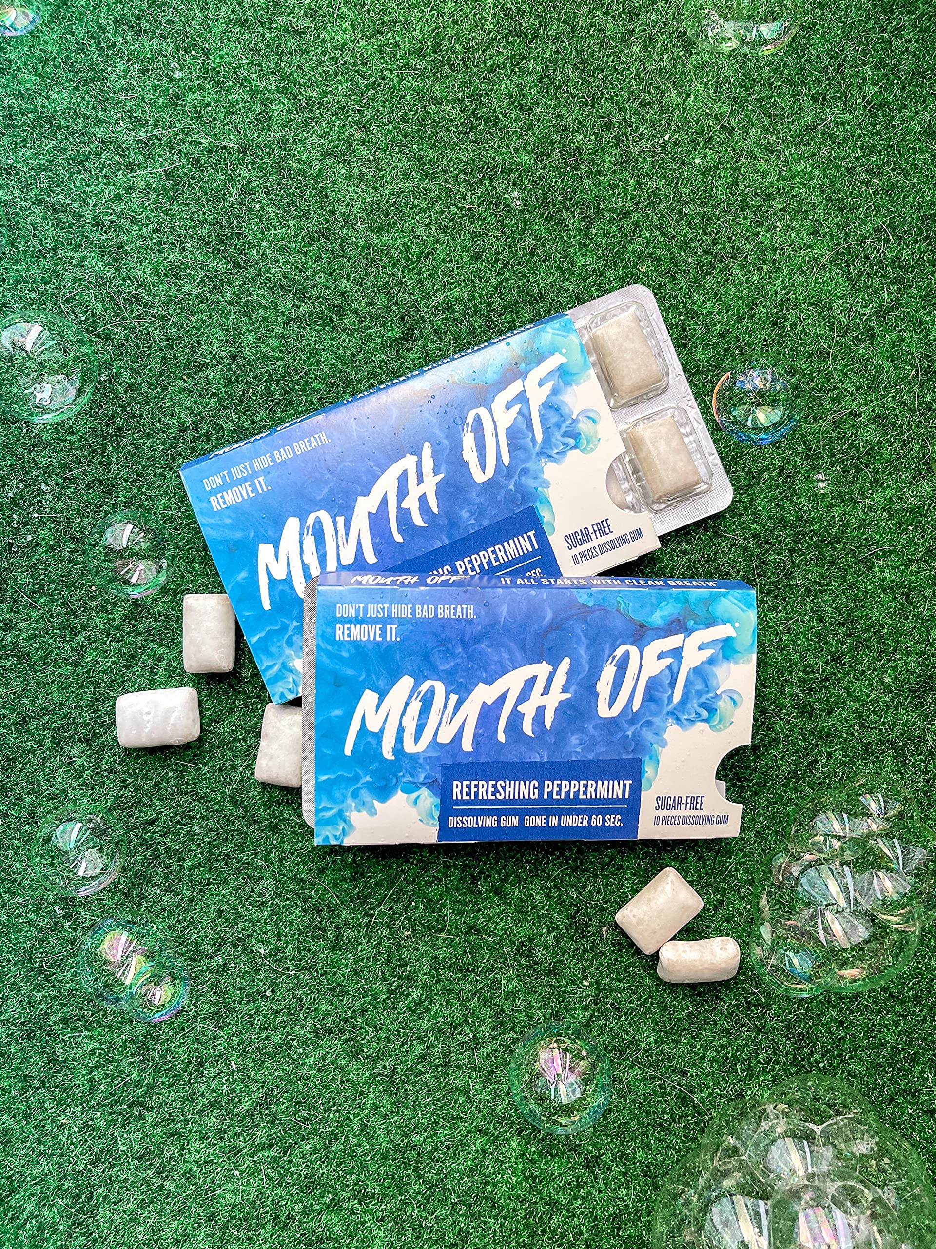 Mouth Off Breath Freshening Fast Dissolving Sugar-Free Gum, Refreshing Peppermint