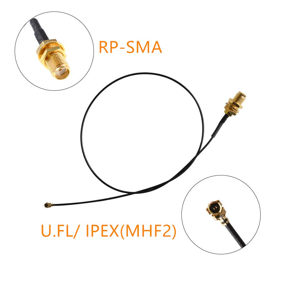 Oiyagai 2pcs 2.4ghz WiFi Antenna 2.5dbi SMA Male (Pin) Connector with Mini PCI U.FL to SMA Female WiFi Pigtail RF1.13 15cm Cable