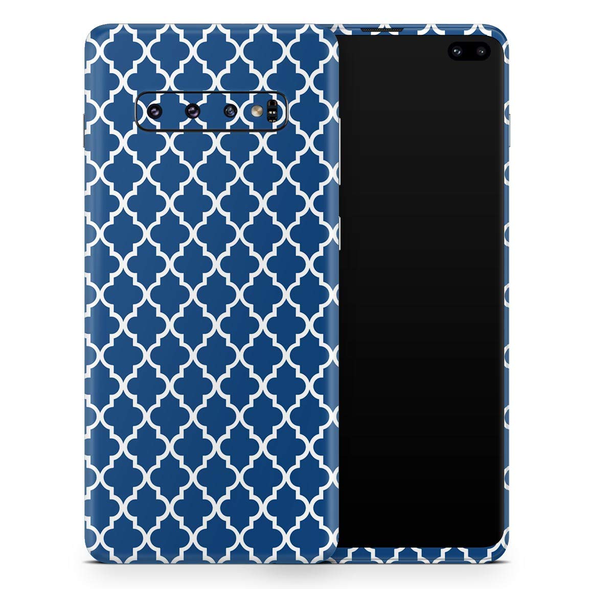 DesignSkinz Navy & White Seamless Morocan Pattern Protective Vinyl Decal Wrap Skin Cover Compatible with The Samsung Galaxy S20 (Screen Trim & Back Glass Skin)
