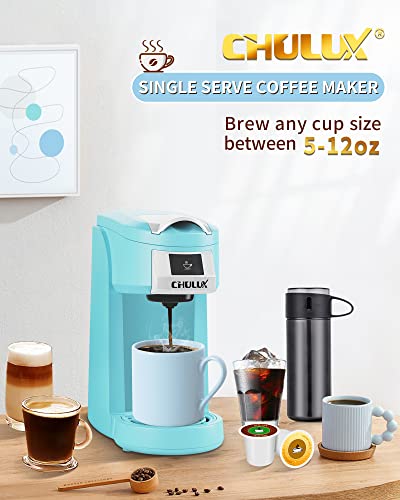 CHULUX Upgrade Single Serve Coffee Maker for K CUP, Mini Coffee Maker Single Cup 5-12oz Coffee Brewer, 3 in 1 Coffee Machine for K Cups Pod Capsule Ground Coffee Tea, One Touch Fast Brewing in Minutes