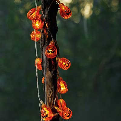 2 Pack Halloween Decoration Pumpkin String Lights, 9.8ft Total 40 LED Battery Operated 3D Halloween Light, Outdoor Decorative Lights for Patio, Garden, Gate, Yard, Halloween Christmas Decoration