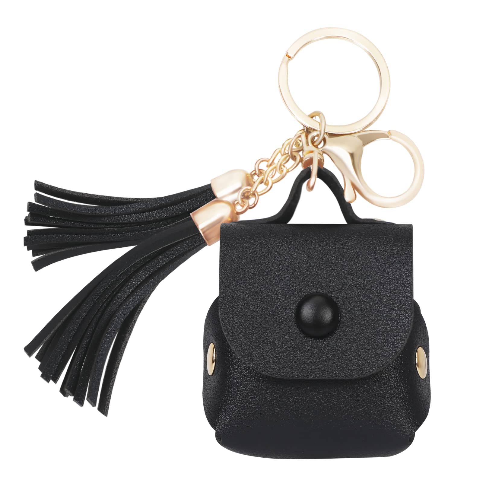 Simpolor Designed for Airpods Case (1st and 2nd Generation), Premium PU Leather AirPods Case Cover with Tassels and Metal Buckles, Compatible with Wireless Charging Cute Airpod Pouch Case, Black